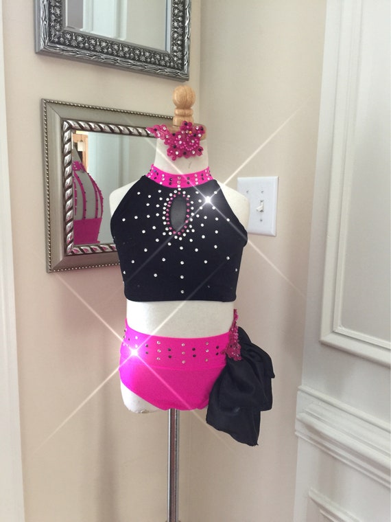 Custom Dance Costume Hot Pink Black 2 Piece Jazz Musical Theater ...