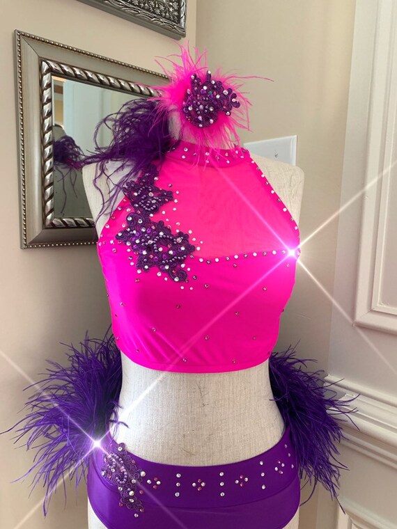 Custom Dance Costume Jazz Musical Theater Baby Pink 2 Pc. with Feathers ...