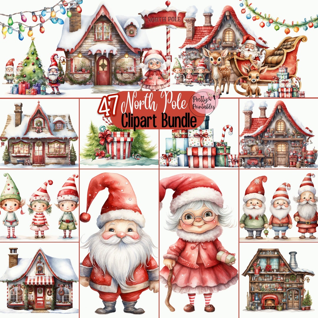 Watercolor Christmas Clipart Bundle: 47 Transparent Pngs - Printable ...