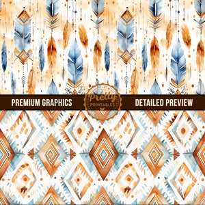 Native American Paper Pack: 35 Seamless Printable Papers, Watercolor ...