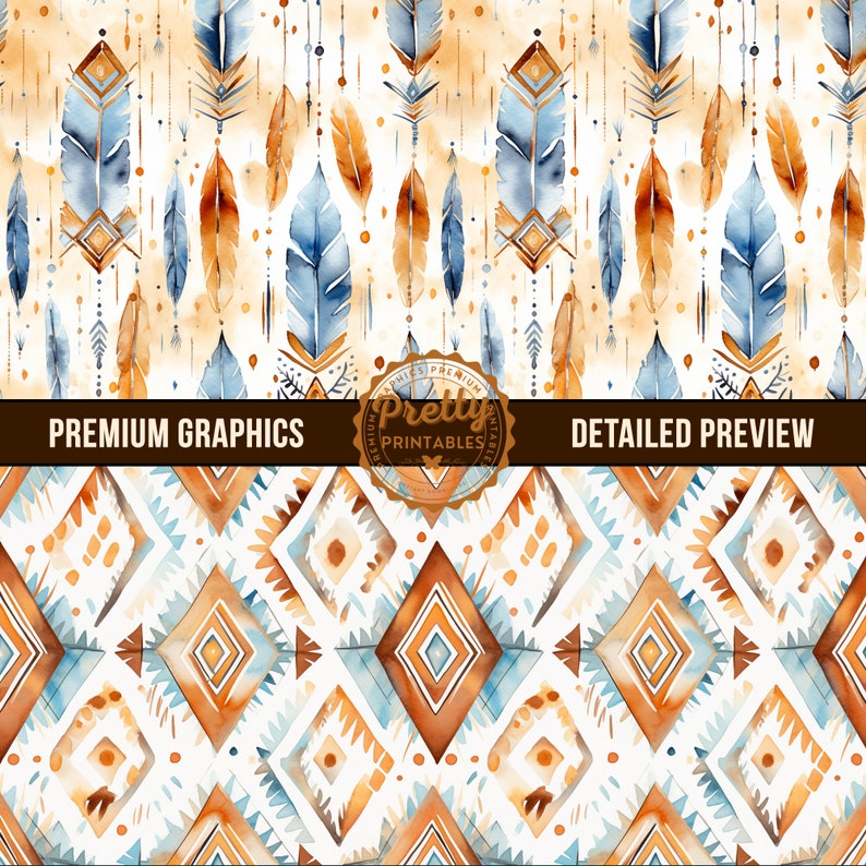 Native American Paper Pack: 35 Seamless Printable Papers, Watercolor ...