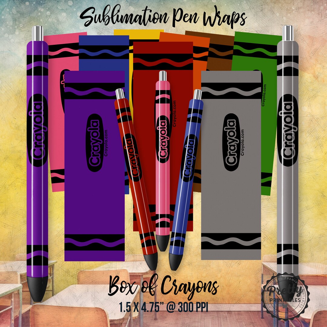Crayon Pen Wrap Bundle: Teacher Sublimation Pen Wrap, School Pen Wraps ...