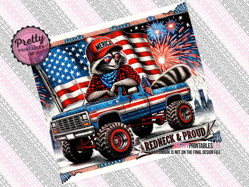 Merica PNG Tumbler Wrap: Redneck & Proud 20 Oz Sublimation Design ...