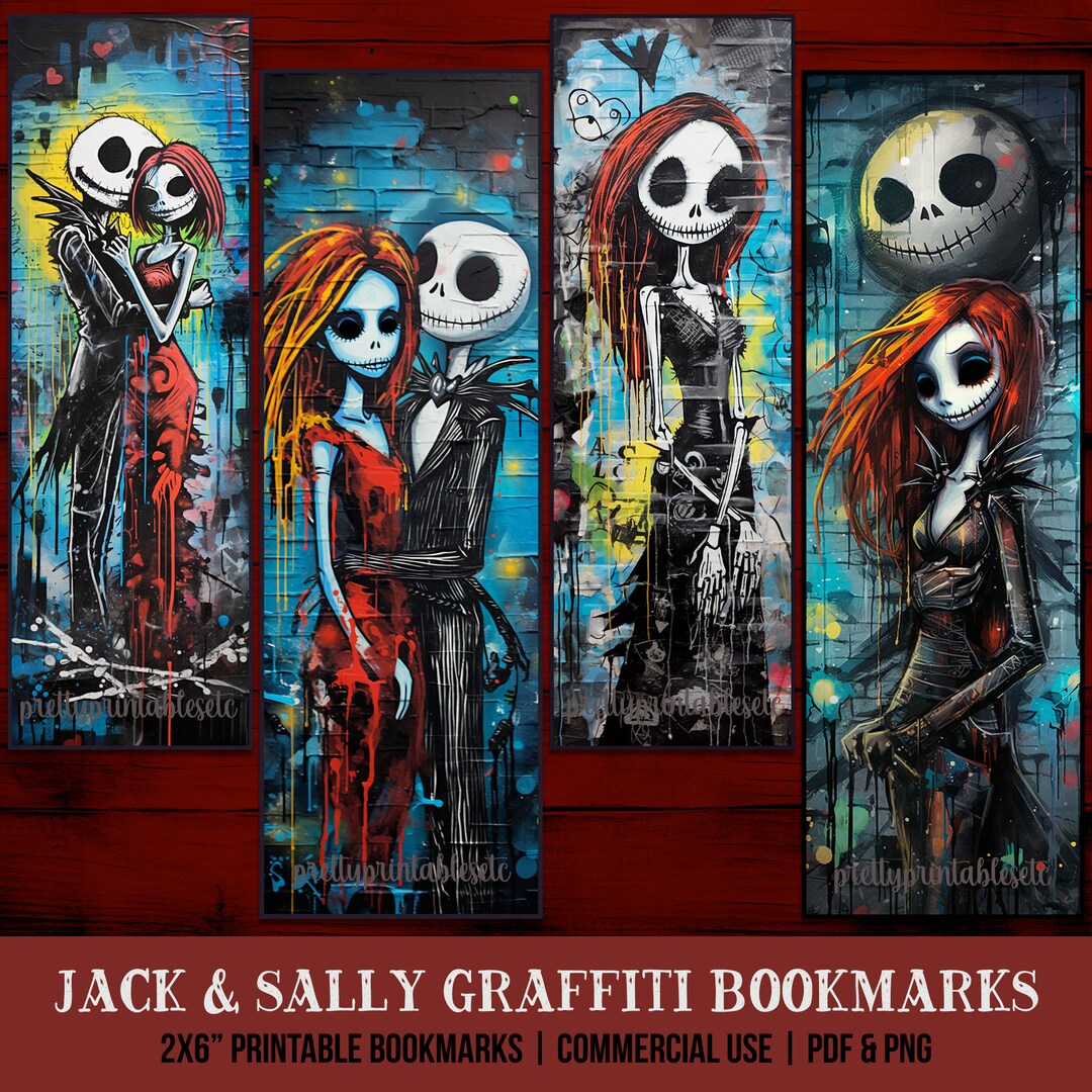 Jack and Sally Printable Bookmarks Set: Digital PDF, Nightmare Before ...