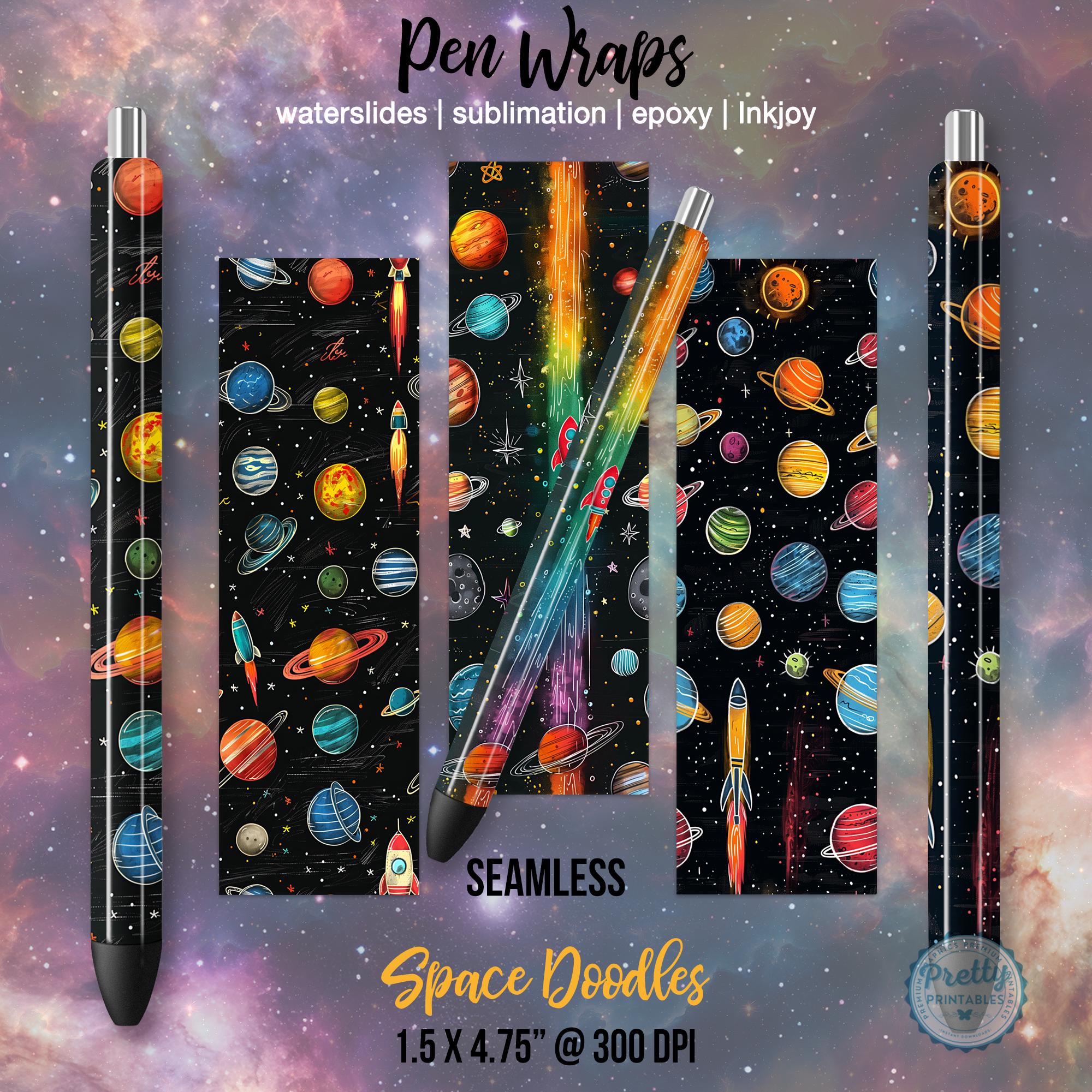 Outer Space Pen Wraps PNG: Pen Wrap Sublimation Bundle, Rocket Ship Pen ...