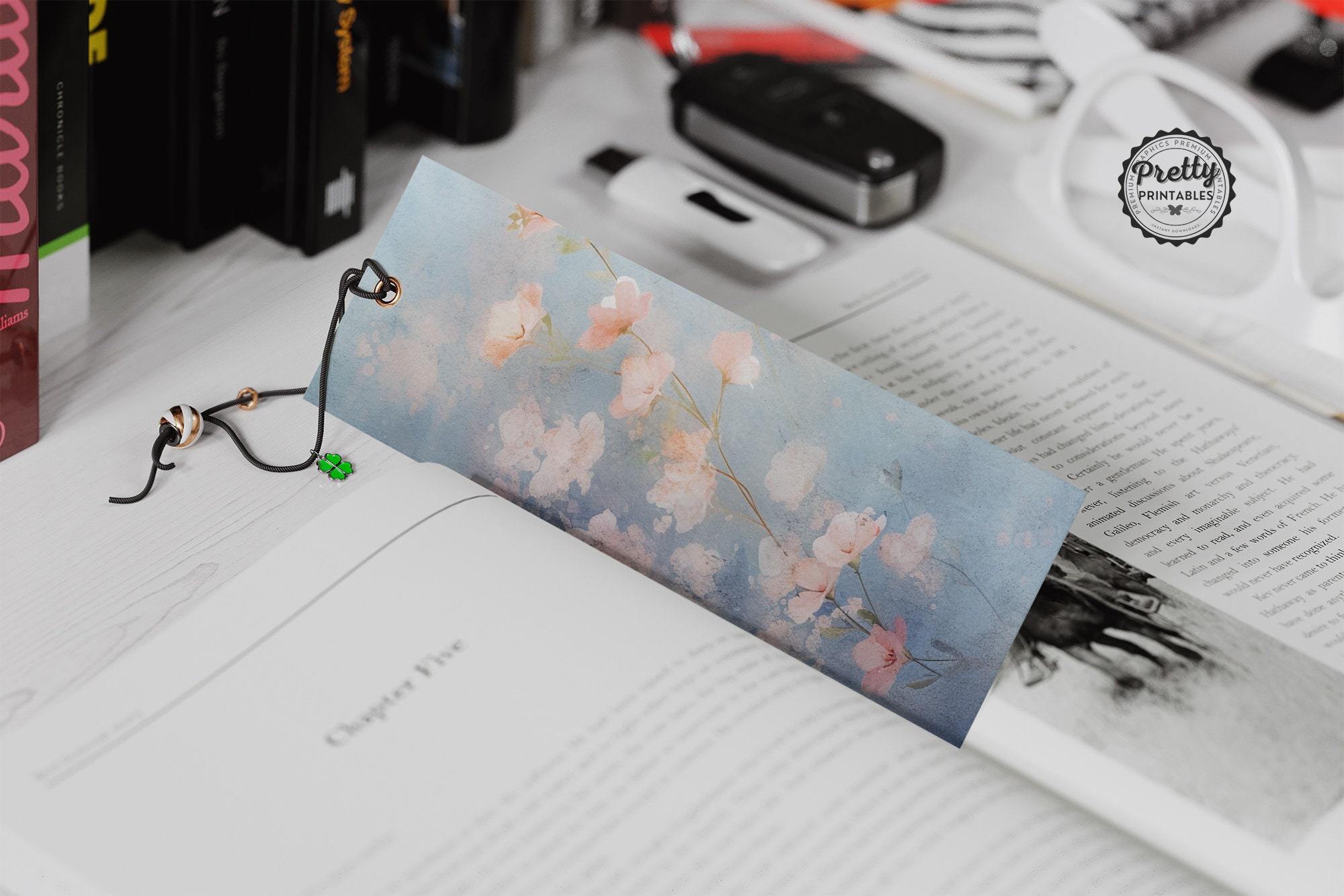 12 Shabby Chic Floral Printable Bookmarks Set: Digital PDF, Bookish ...