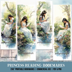 Printable Bookmarks Princess Set: Digital PDF & PNG, Fairytale 4 ...