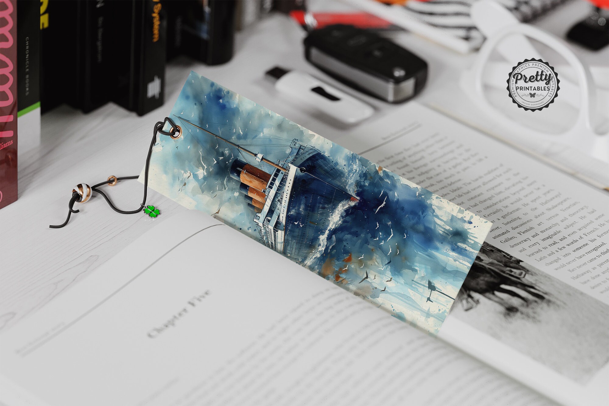 Titanic Printable Bookmarks Set: Digital PDF, Bookish Watercolor ...