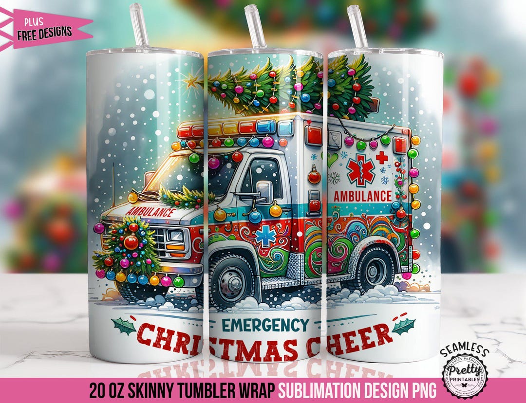 Christmas Paramedic EMT Tumbler Wrap: 20oz Ambulance PNG Sublimation ...