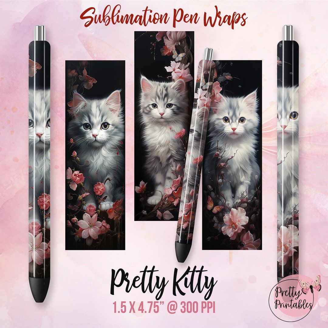 Cat Pen Wraps: Pretty Kitty Seamless, Pen Wrap Bundle, Waterslide Pen ...