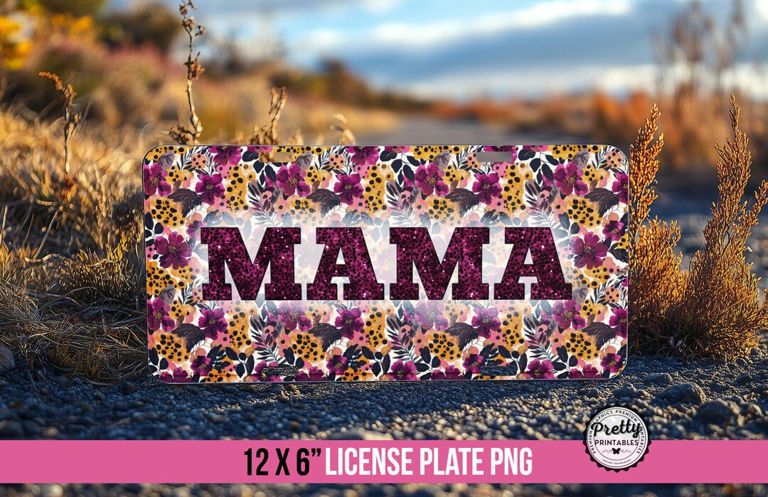 Mama License Plate PNG: Sublimation Design, Leopard Mama, Front License ...