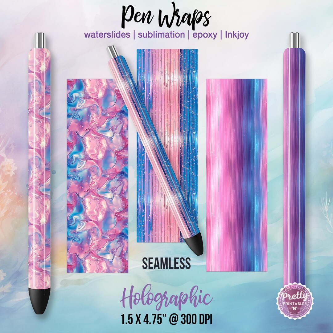 Holographic Pen Wraps: Iridescent Pastel Sublimation Pen Wrap Bundle ...