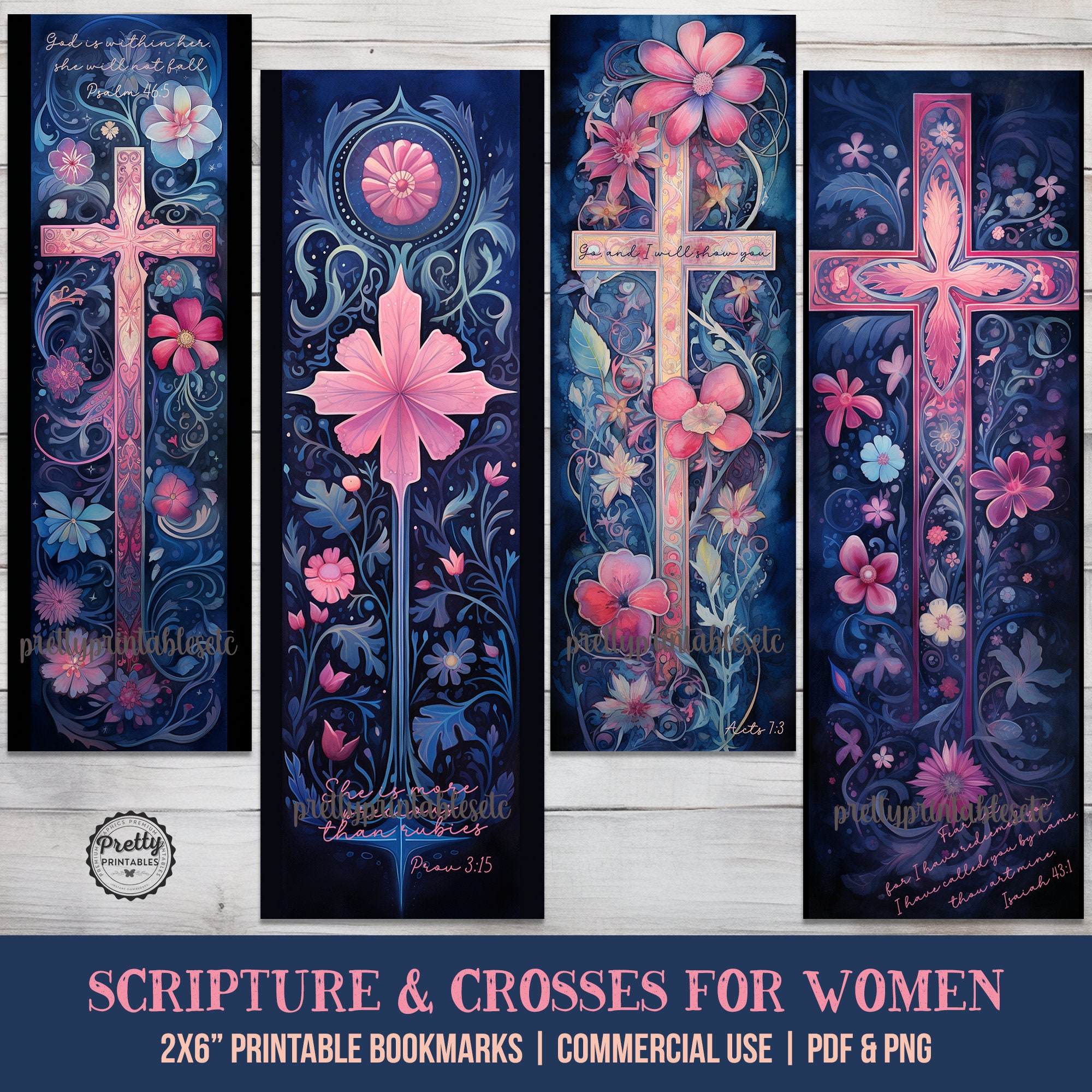 Scripture Printable Bookmarks Bundle: Digital PDF, Christian 4 Bookmark Designs, Bookmarks for ...