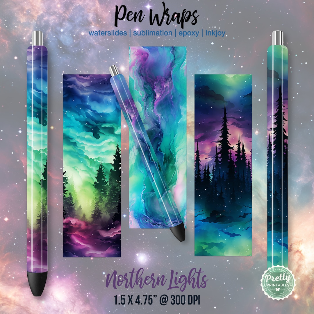 Northern Lights Pen Wraps: Galaxy Pen Wrap Bundle, Waterslide Pen Wrap ...