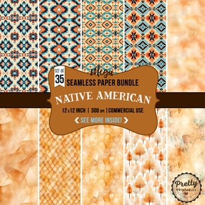 Native American Paper Pack: 35 Seamless Printable Papers, Watercolor ...