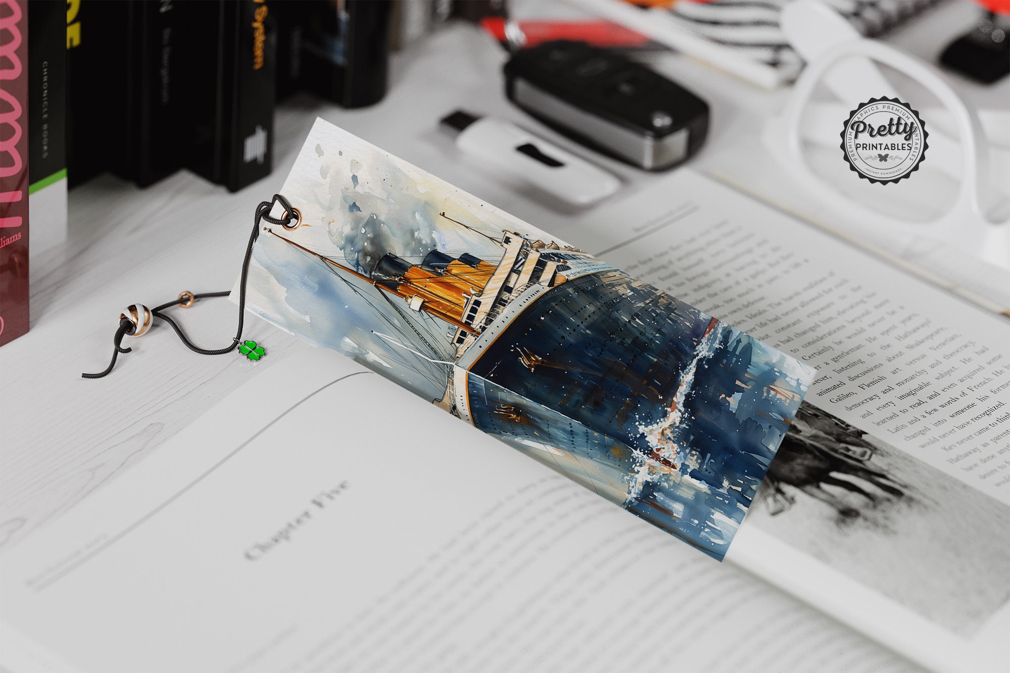 Titanic Printable Bookmarks Set: Digital PDF, Bookish Watercolor ...