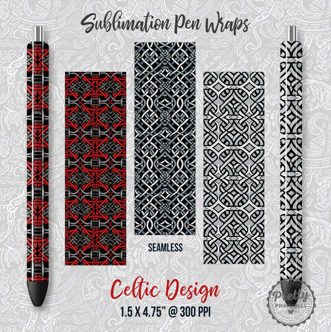 Celtic Pen Wraps: Celtic Pattern PNG, Pen Wrap Bundle, Waterslide Pen ...