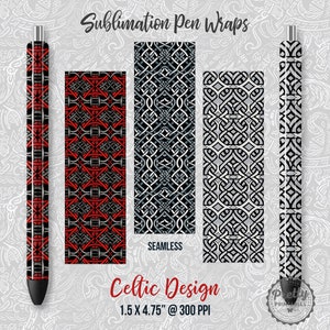 Celtic Pen Wraps: Celtic Pattern PNG, Pen Wrap Bundle, Waterslide Pen ...