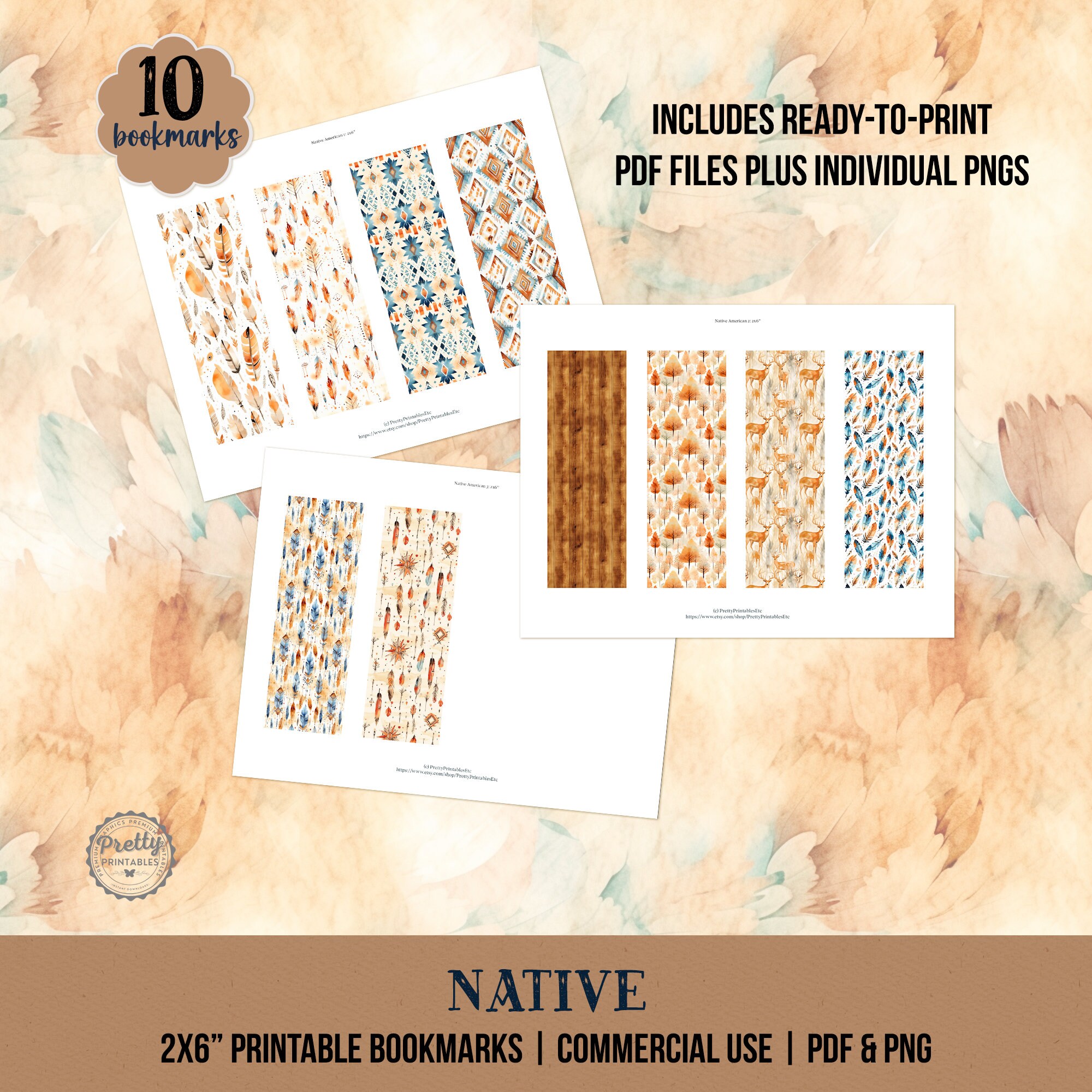 Native American Printable Bookmark Set of 10: Digital Designs Pngs ...