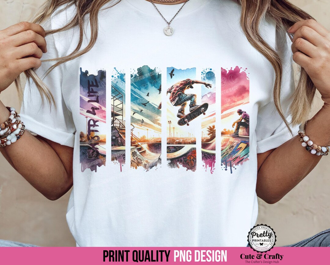 Skateboard Shirt Sublimation Design: SK8TR 4 Life, Skateboard PNG ...