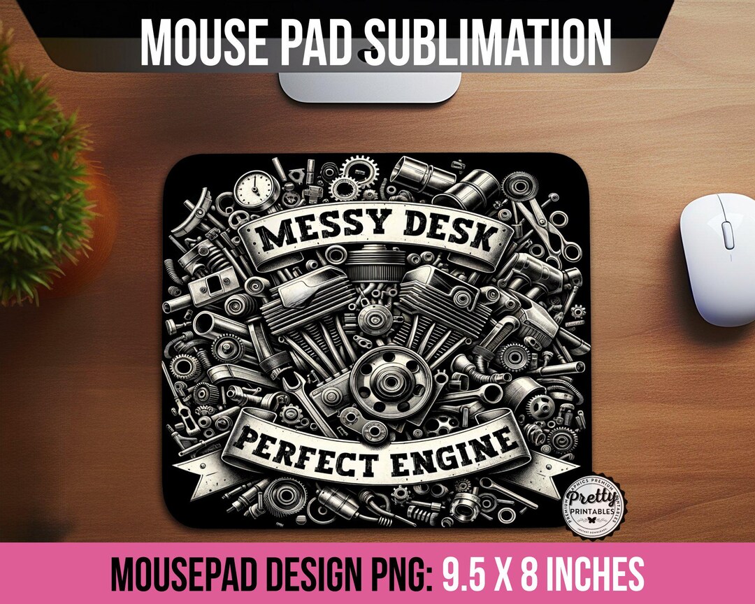 Funny Gearhead Mousepad Sublimation Design PNG: Messy Desk Perfect ...
