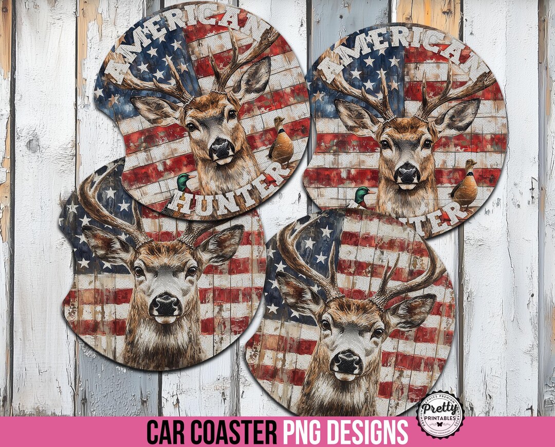 Hunting Car Coaster Sublimation Design Pngs, Deer Coaster Designs ...