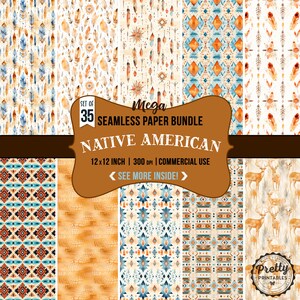 Native American Paper Pack: 35 Seamless Printable Papers, Watercolor ...