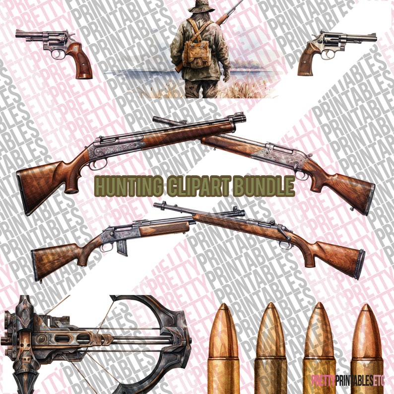 Hunting PNG Clipart Bundle: Watercolor Duck Hunting & Deer Hunting Pngs ...