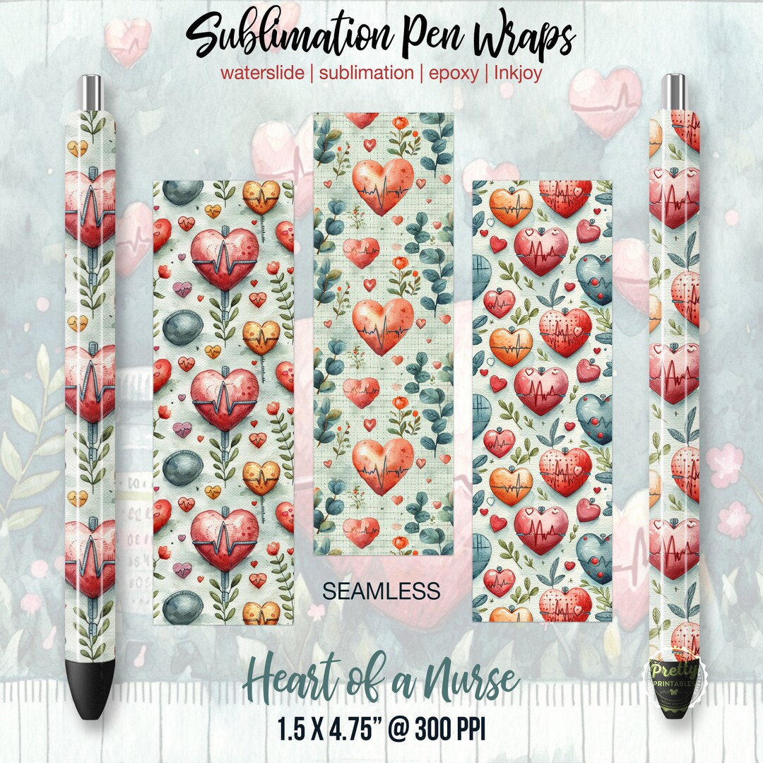 Heart of a Nurse Pen Wraps: Seamless Pen Wrap Bundle for Medical ...