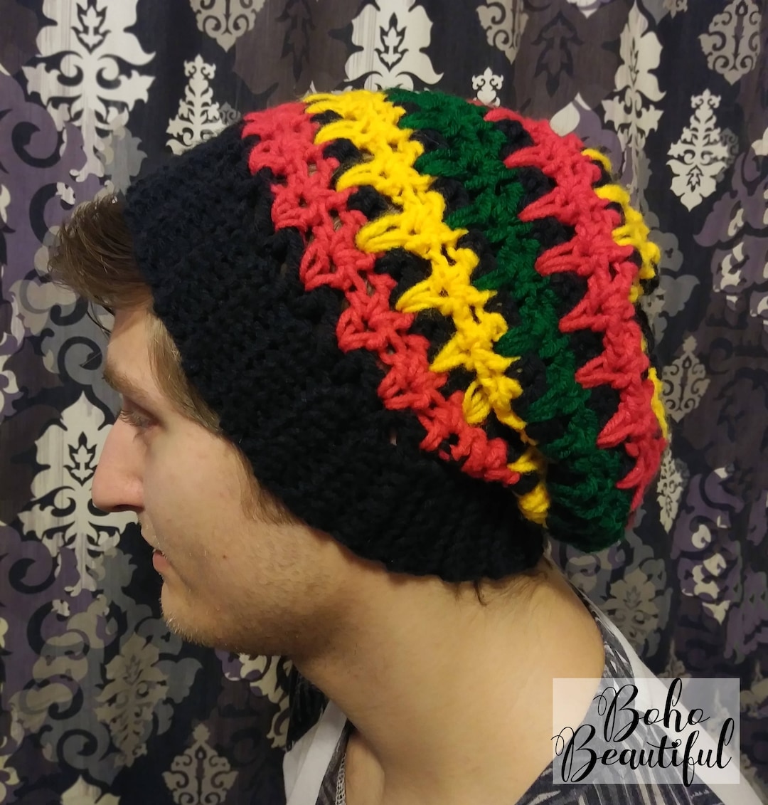 Rasta Slouchy Hat – Crochet Pattern - Dreadlock Hat - Rasta Tam - Rasta ...