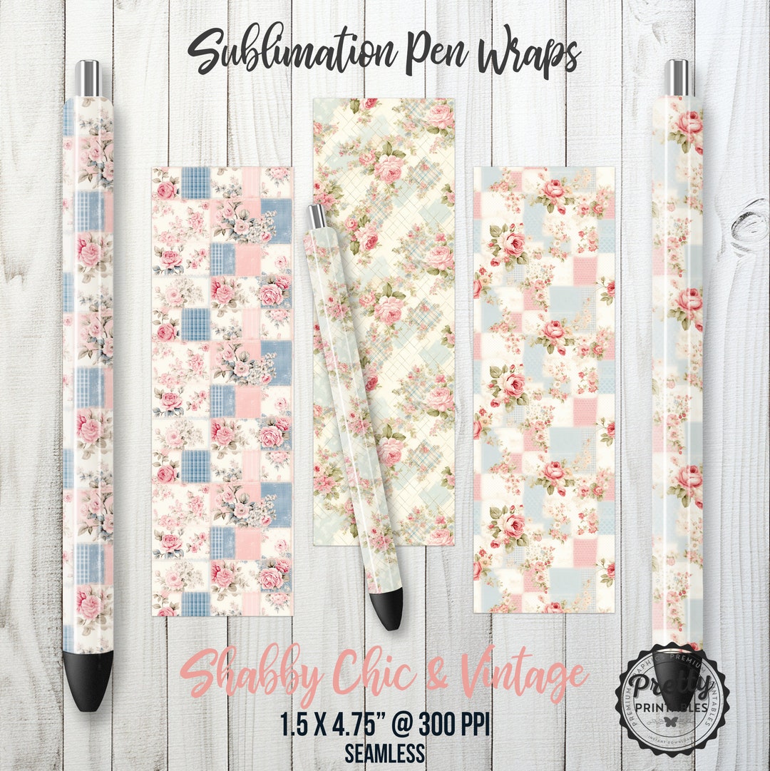 Shabby Chic Pen Wraps: Seamless Feminine Floral Pen Wraps, Pen Wrap ...