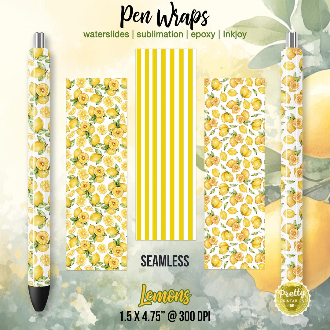 Lemon Pen Wraps: Lemon Tree Sublimation Pen Wrap Bundle, Epoxy ...