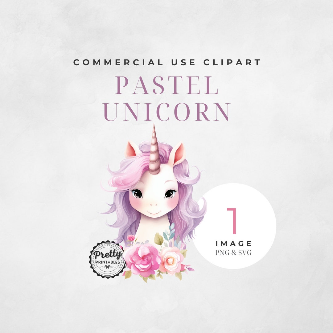 Pastel Unicorn Clipart: SINGLE Transparent PNG & SVG, Pretty Unicorn ...
