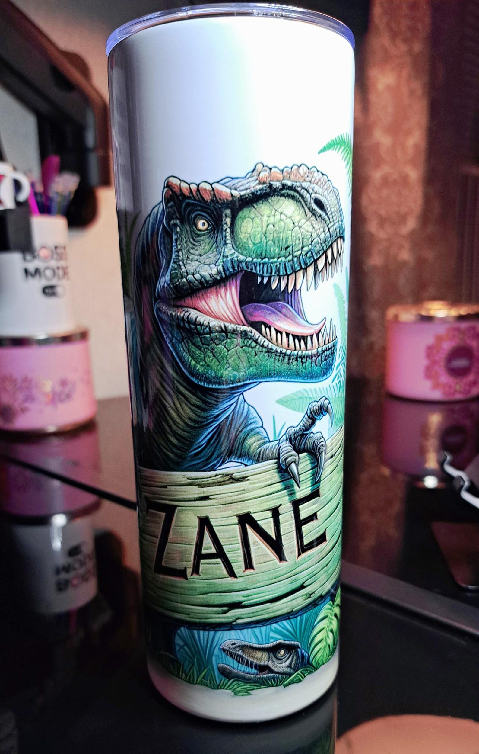 T-rex Dinosaur Tumbler Wrap: Add a Name 20oz Skinny Seamless ...