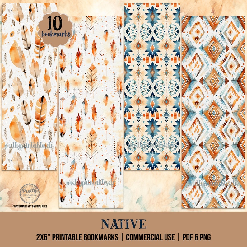 Native American Printable Bookmark Set of 10: Digital Designs Pngs ...