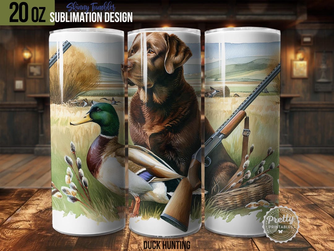 Duck Hunter Tumbler Wrap for Men: 20oz Skinny Sublimation Design PNG ...
