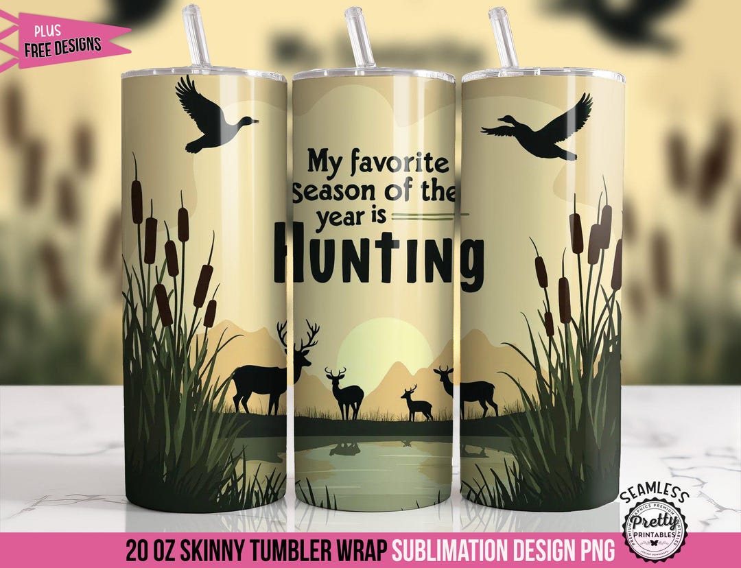 Hunter Tumbler Wrap for Men: 20 Oz Skinny Seamless Sublimation Design ...