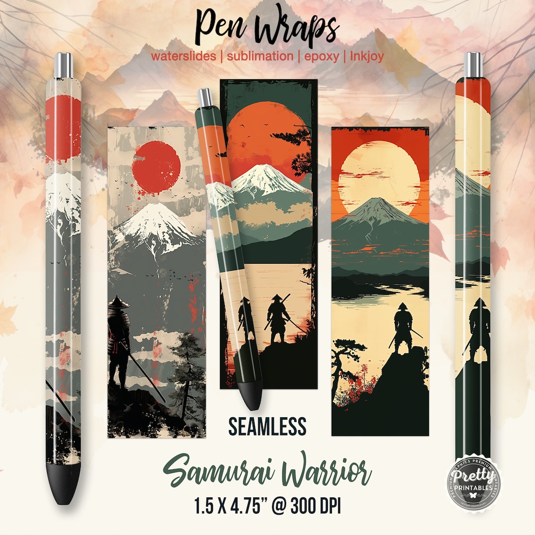 Pen Wraps for Men: Samurai Warrior, Mount Fuji, Sublimation Pen Wrap ...