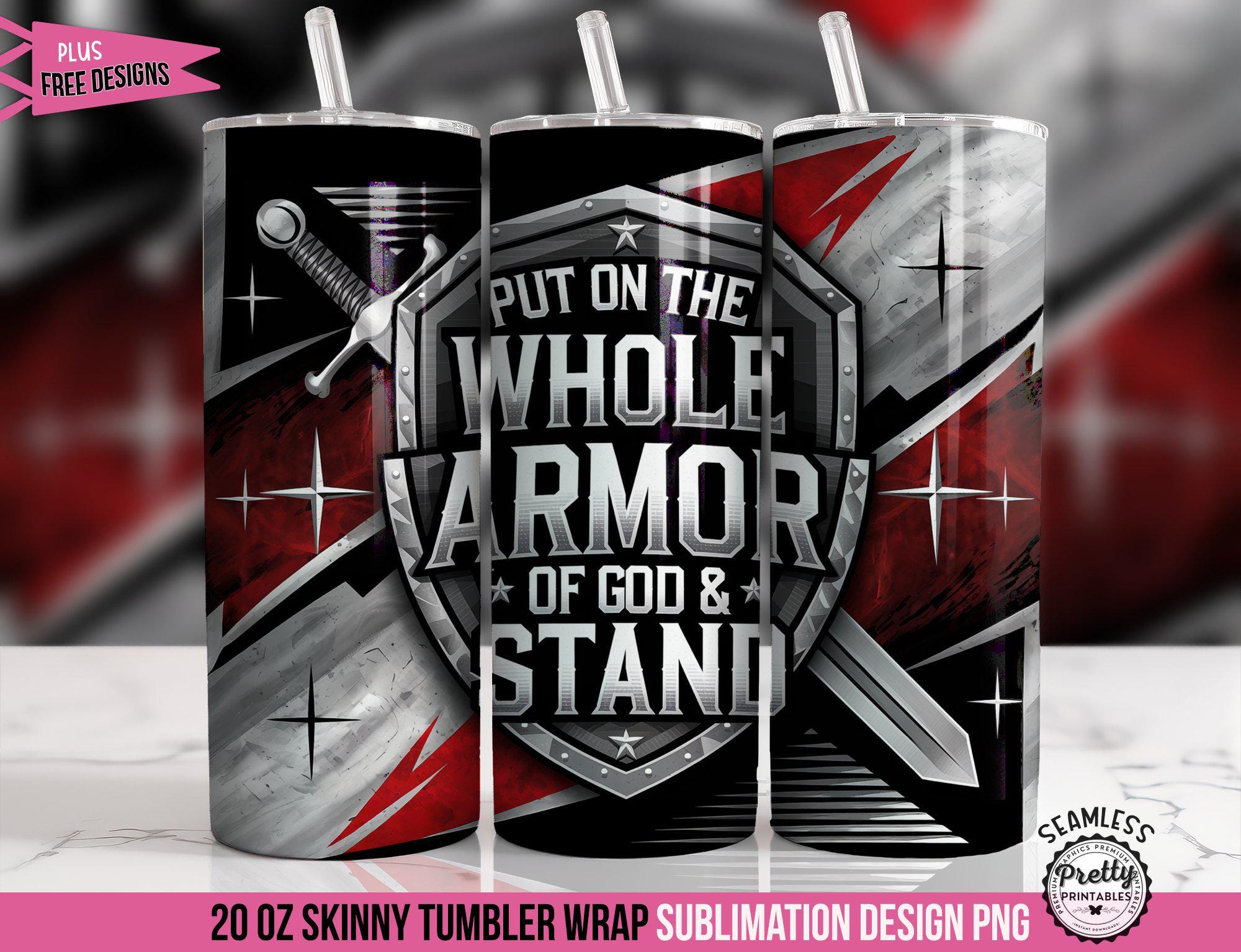 Christian Tumbler Wrap: Full Armor of God 20 Oz Skinny Seamless ...