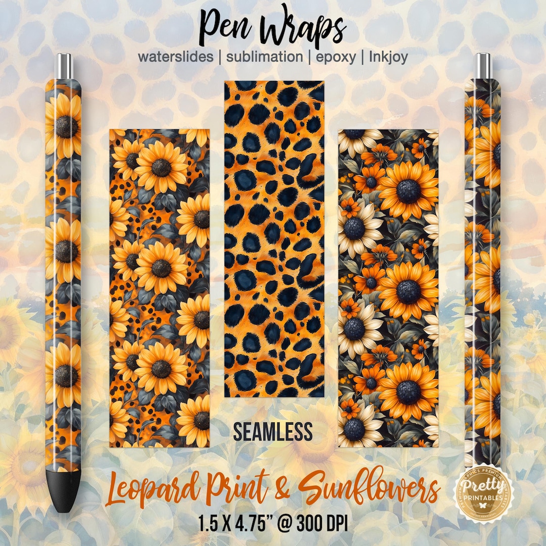 Leopard Print Pen Wraps PNG: Pen Wrap Sublimation, Sunflowers Floral ...
