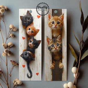 Cute Cats Printable Bookmarks Set: Digital PDF, Bookish Bookmark ...
