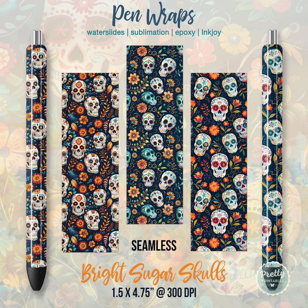 Bright Sugar Skulls Pen Wrap Bundle: Day of the Dead, Pen Wrap ...