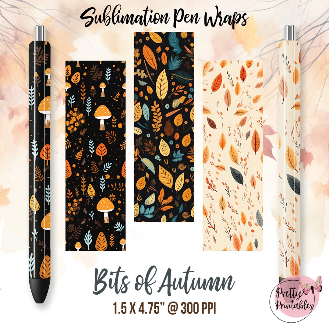 Autumn Pen Wraps: Fall Pen Wraps, Pen Wrap Bundle, Waterslide Pen Wrap ...