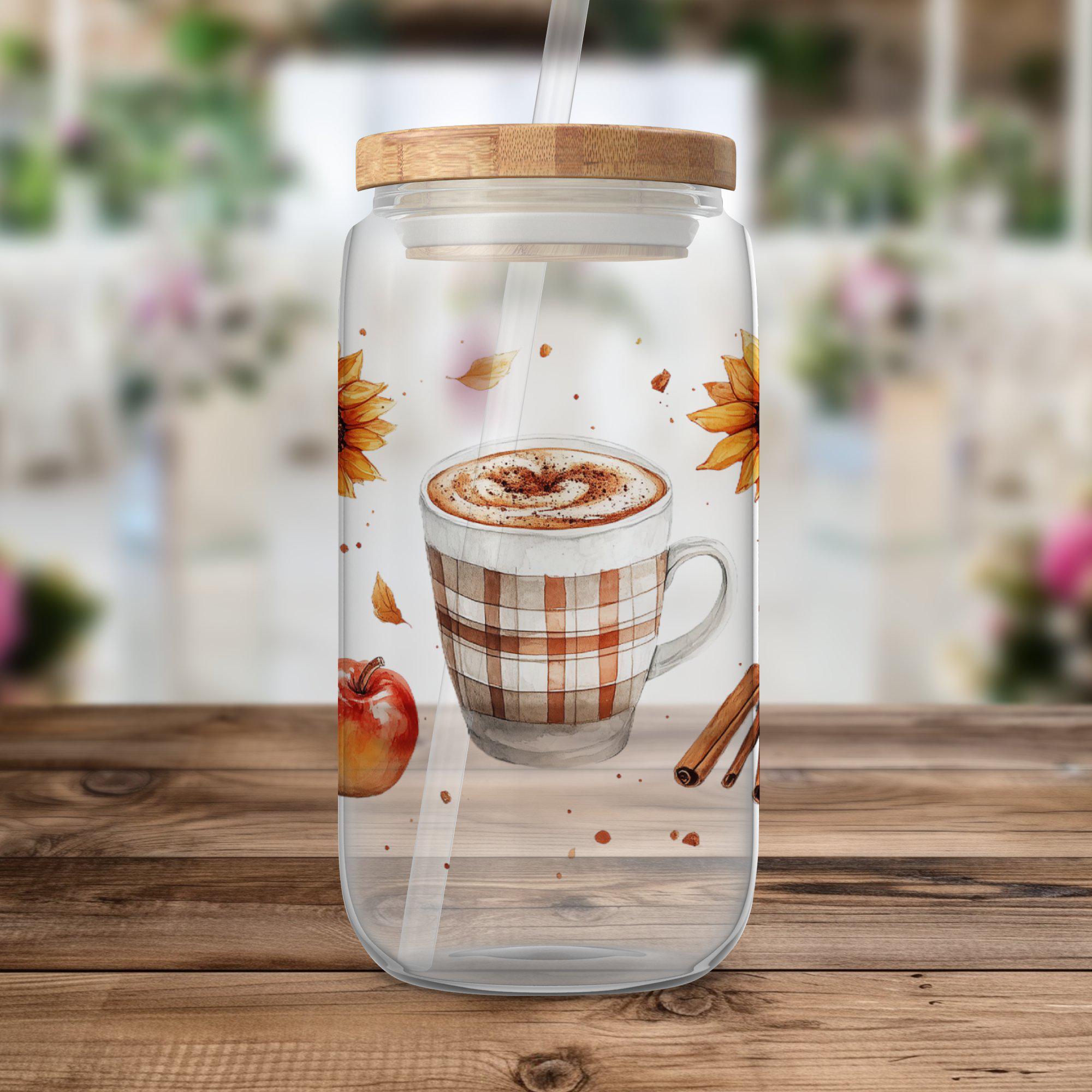 Fall Libbey Glass Can PNG: 16oz Sublimation Design Mug Wrap, Fall Glass ...