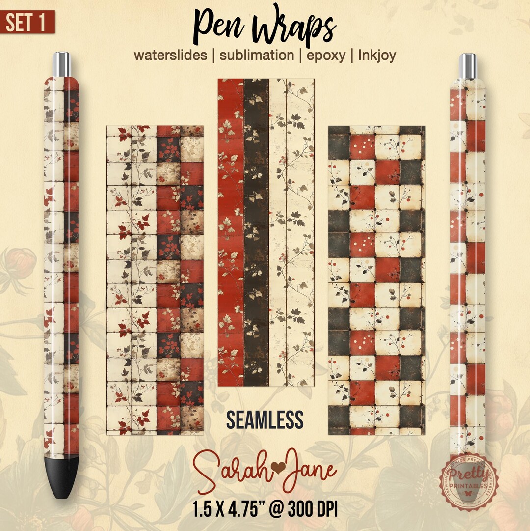 Vintage Floral Pen Wraps: Pen Wrap Sublimation Design, Junk Journal ...