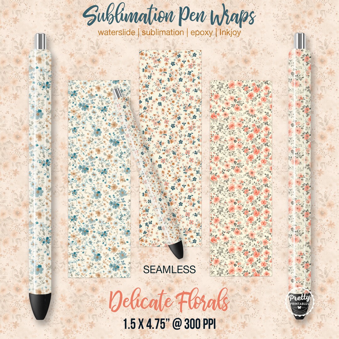 Delicate Florals Pen Wraps: Flower Pen Wraps, Pen Wrap Bundle ...