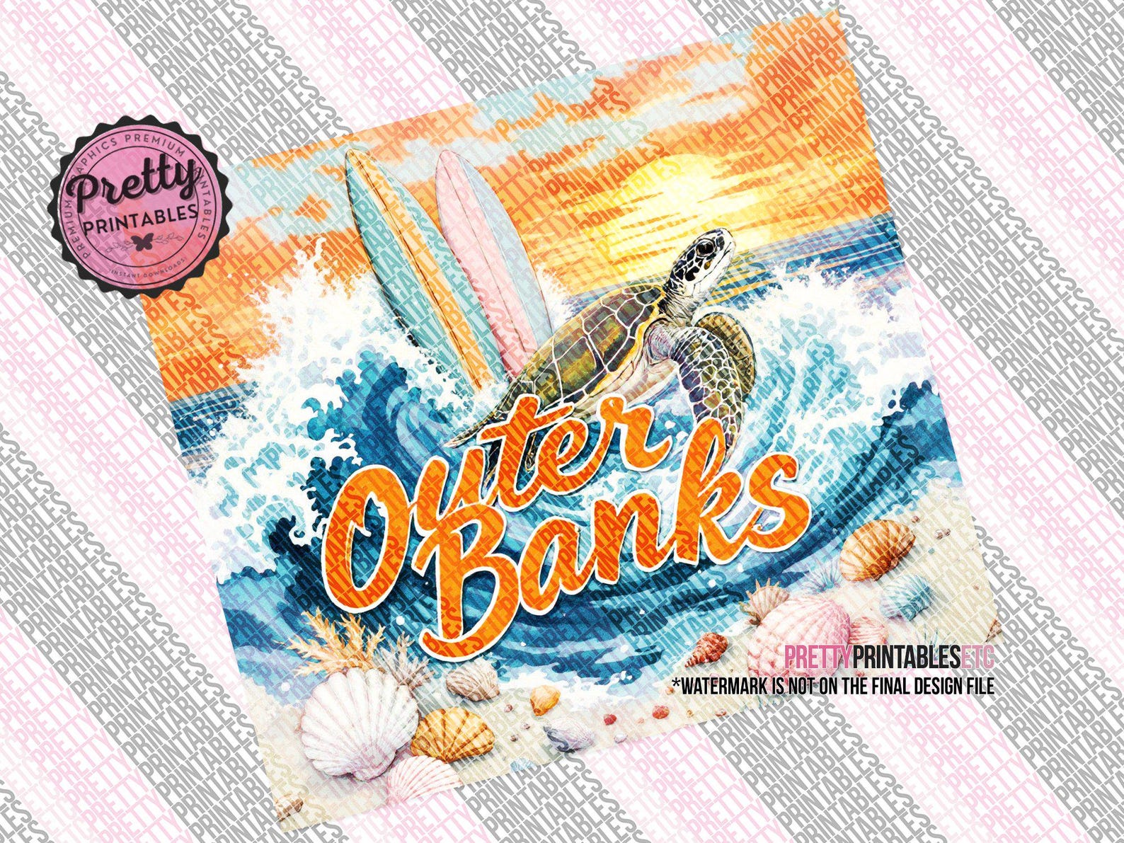 Retro Outer Banks Tumbler Wrap: 20 Oz Tumbler Sublimation Design, Sea ...