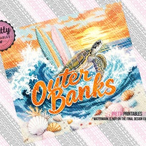 Retro Outer Banks Tumbler Wrap: 20 Oz Tumbler Sublimation Design, Sea ...