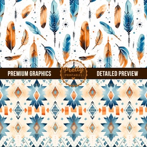 Native American Paper Pack: 35 Seamless Printable Papers, Watercolor ...