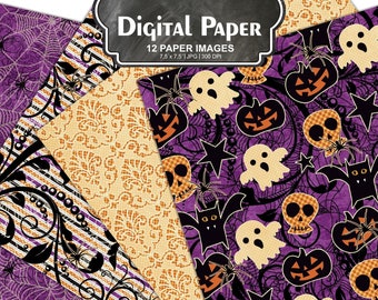 Halloween digital paper pack background | Etsy